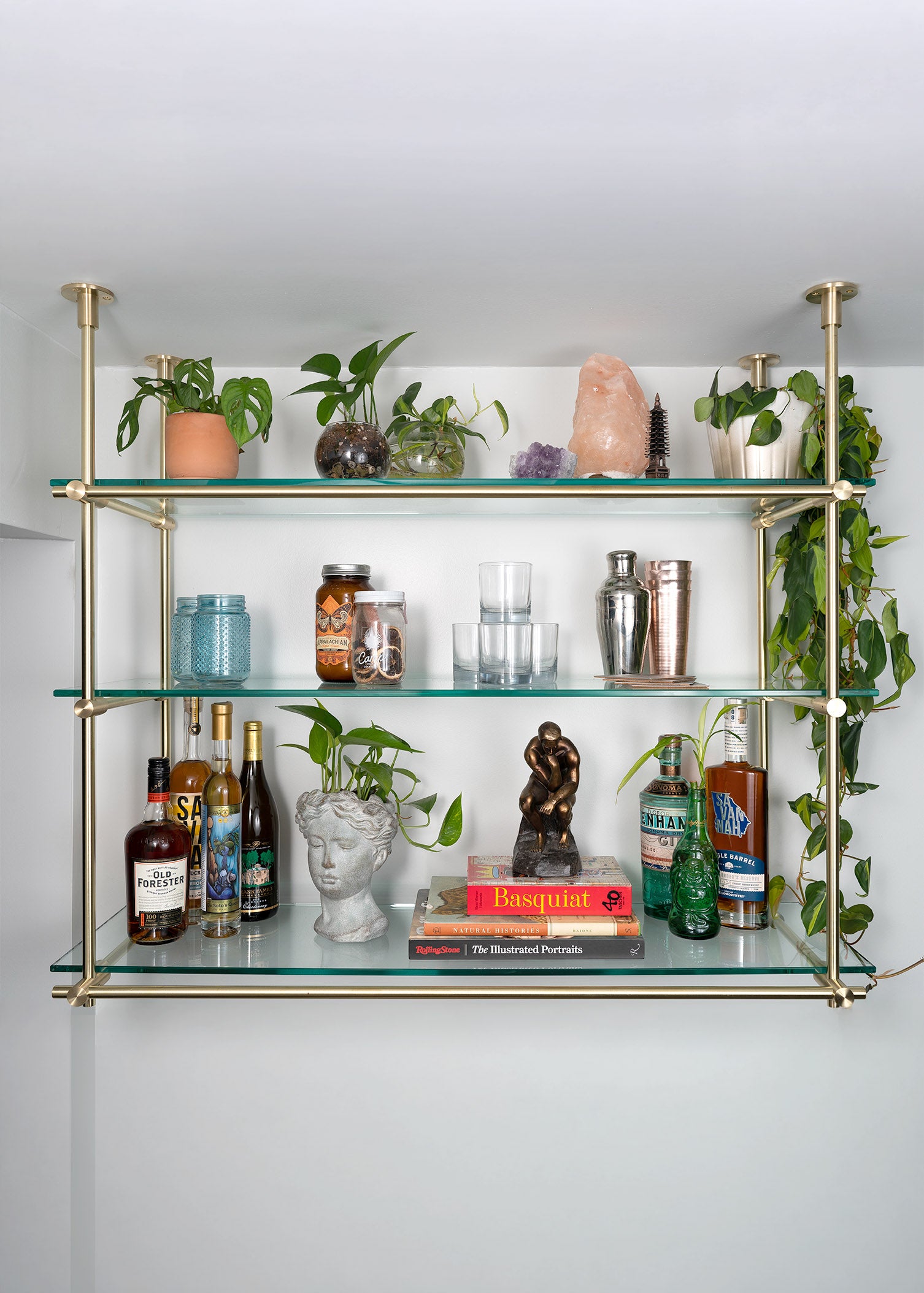 Customizable French Bistro Shelving | The Origin - Brass Hardware