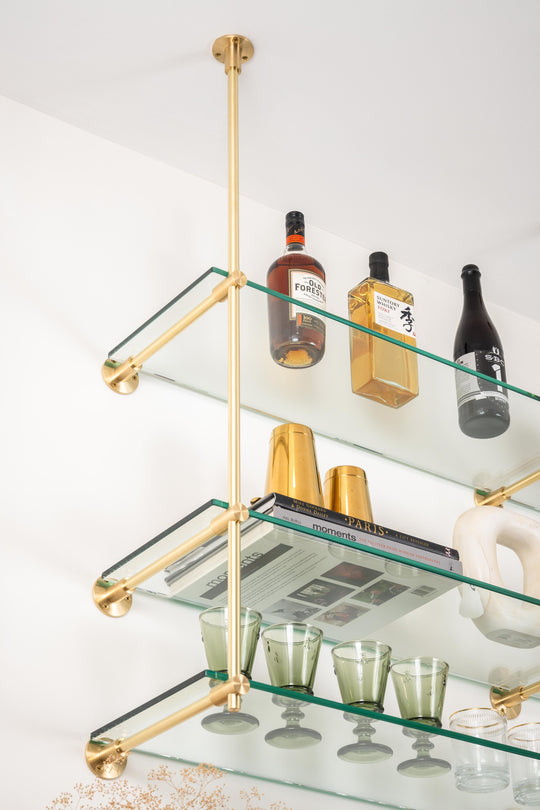 The Origin | 2 Bay Standard Shelving Unit – Brass Hardware