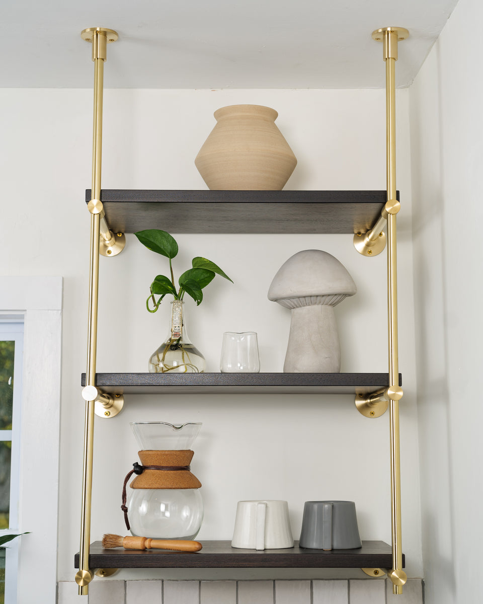 The Origin | 1 Bay Standard Shelving Unit – Brass Hardware